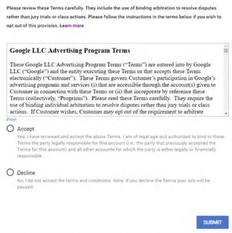 Court Upholds Google's Ad TOS Amendment to Add an Arbitration Clause-In ...